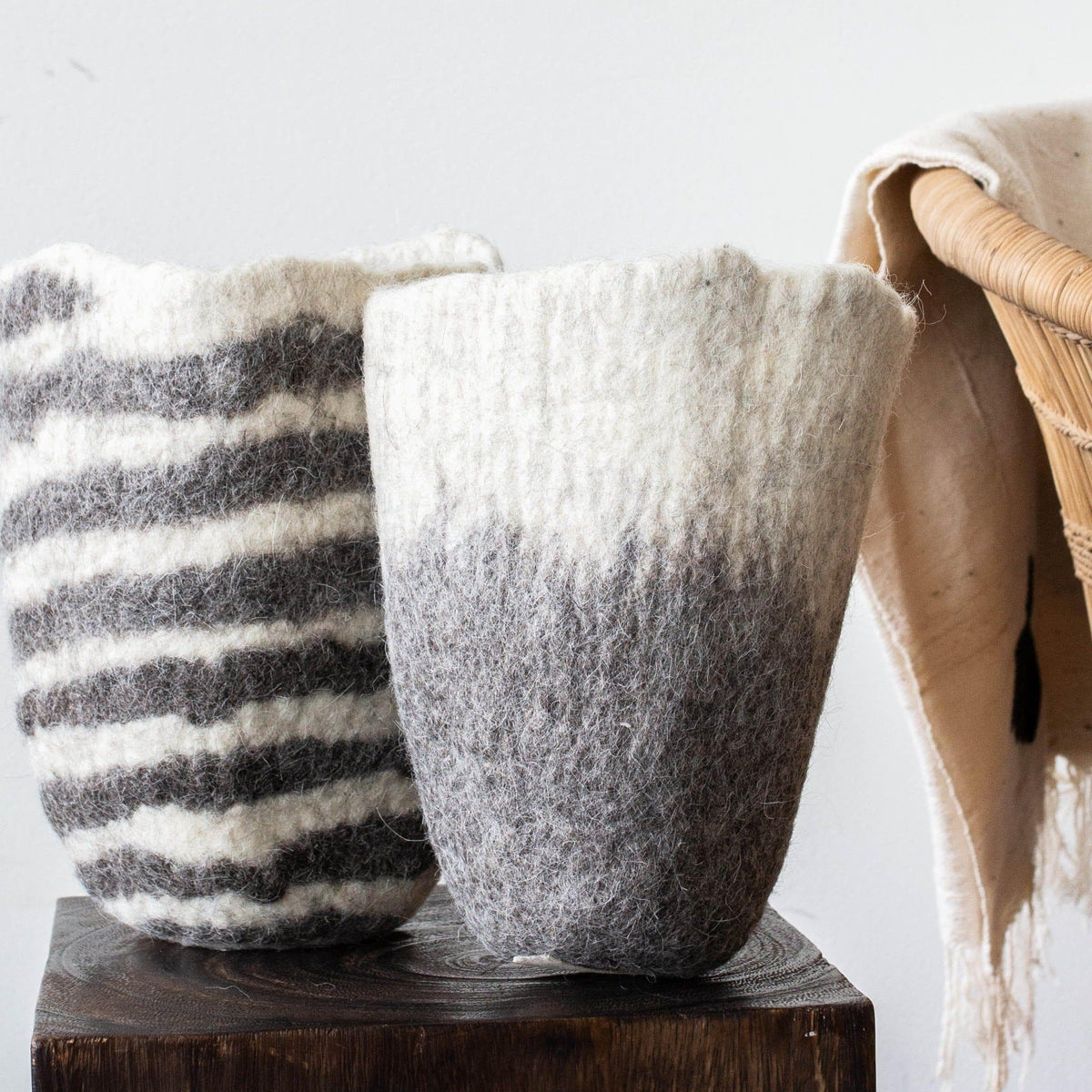 Hand-Felted Woven Wool Table Vase – Sage & Sill