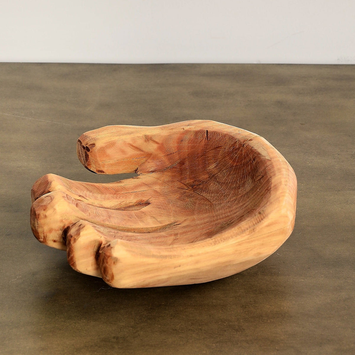 Cupped Hand Natural Eucalyptus Wood Bowl Sculpture – Sage & Sill