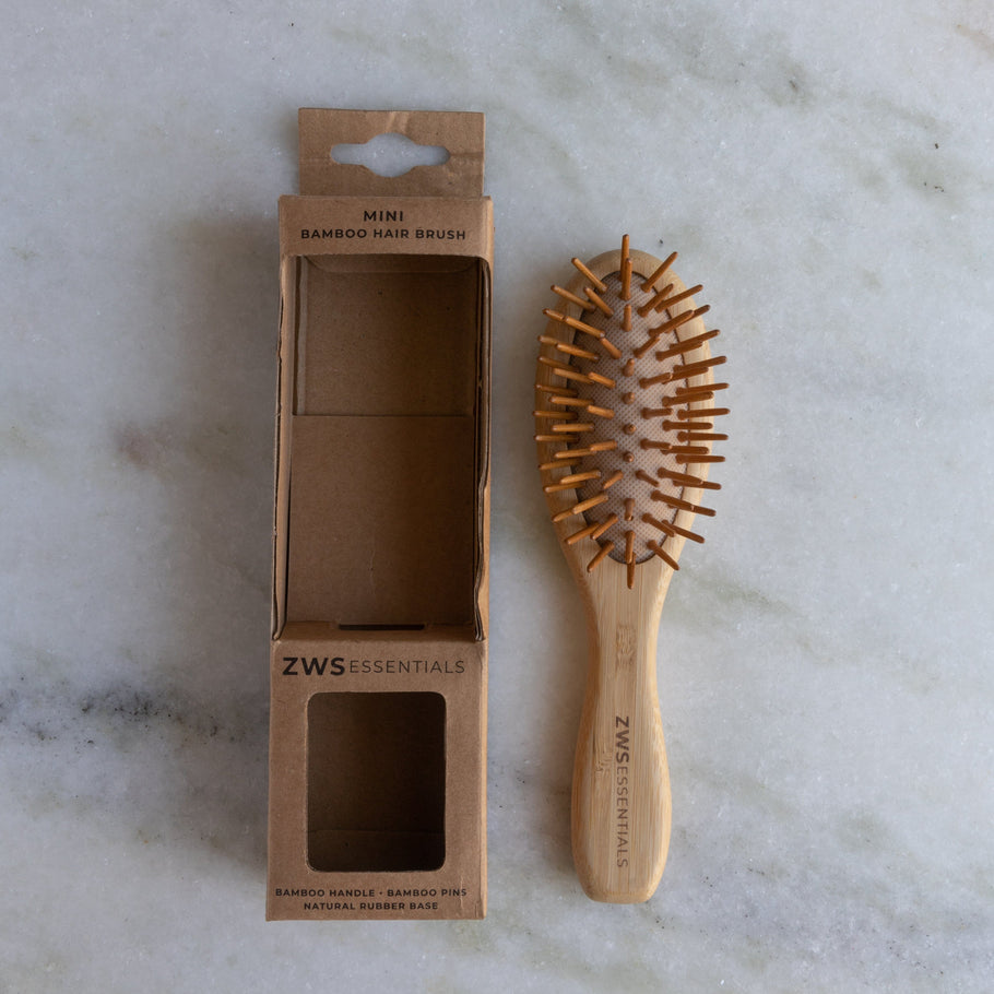 Mini Bamboo Hair Brush - Zero Waste Hair Brush, 100% Bamboo, Plastic F ...