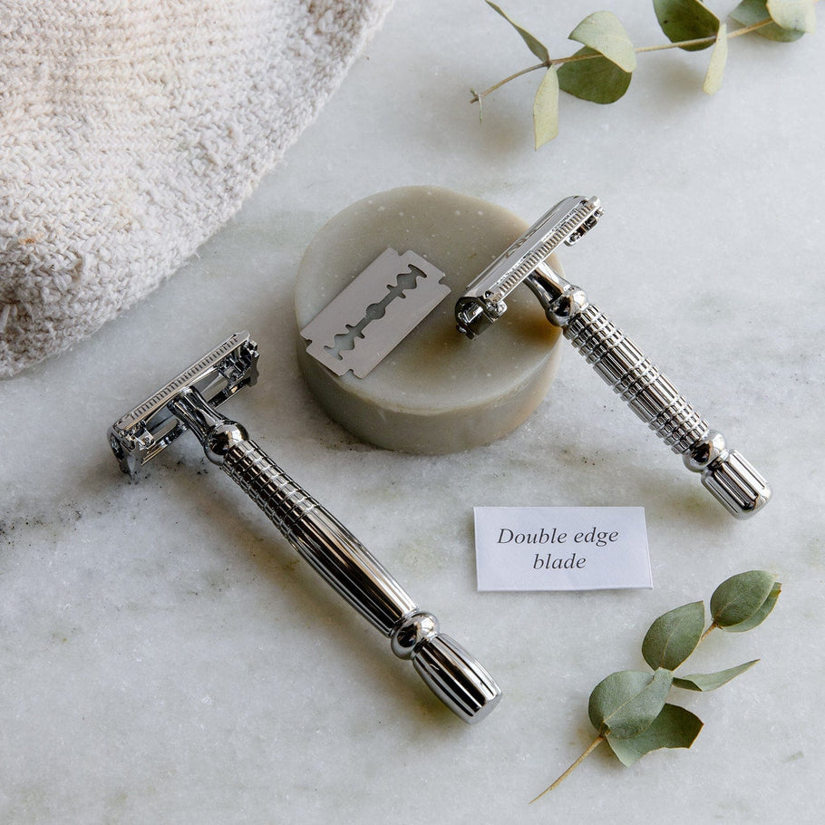 Zero Waste Safety Razor - Sustainable Razor - Single Blade, 10 Free Bl ...