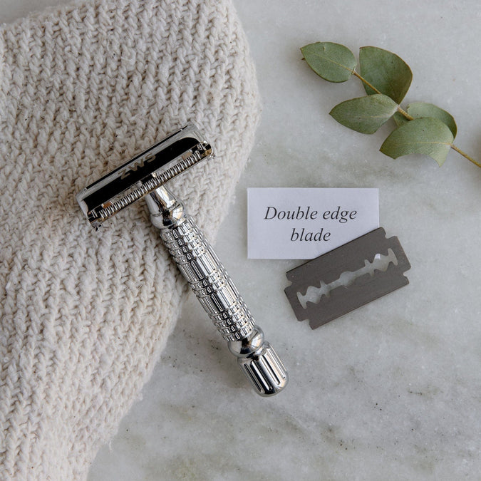 Zero Waste Safety Razor - Sustainable Razor - Single Blade, 10 Free Bl ...